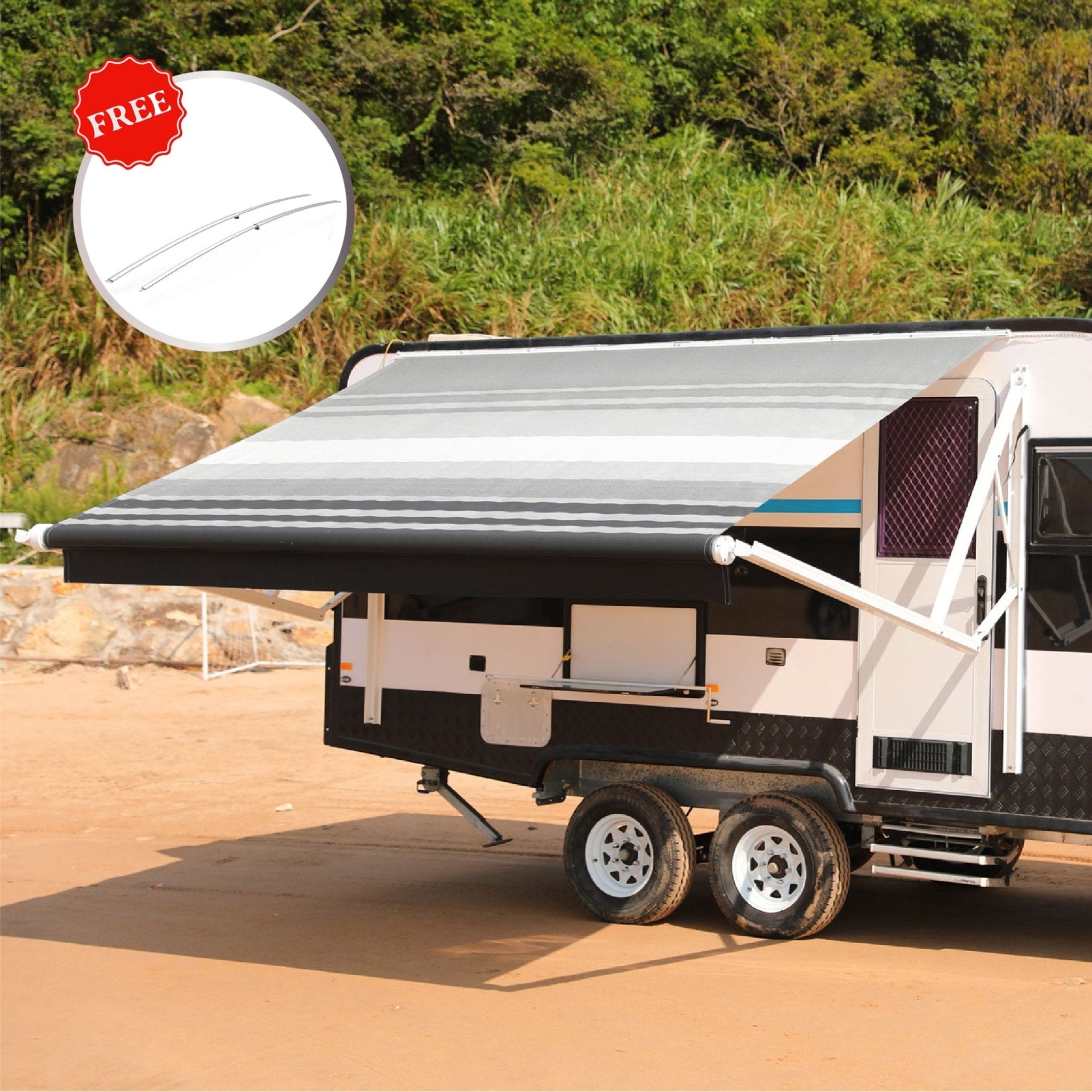 AWNLUX Electric RV Patio Awning - White Frame | AWNLUX