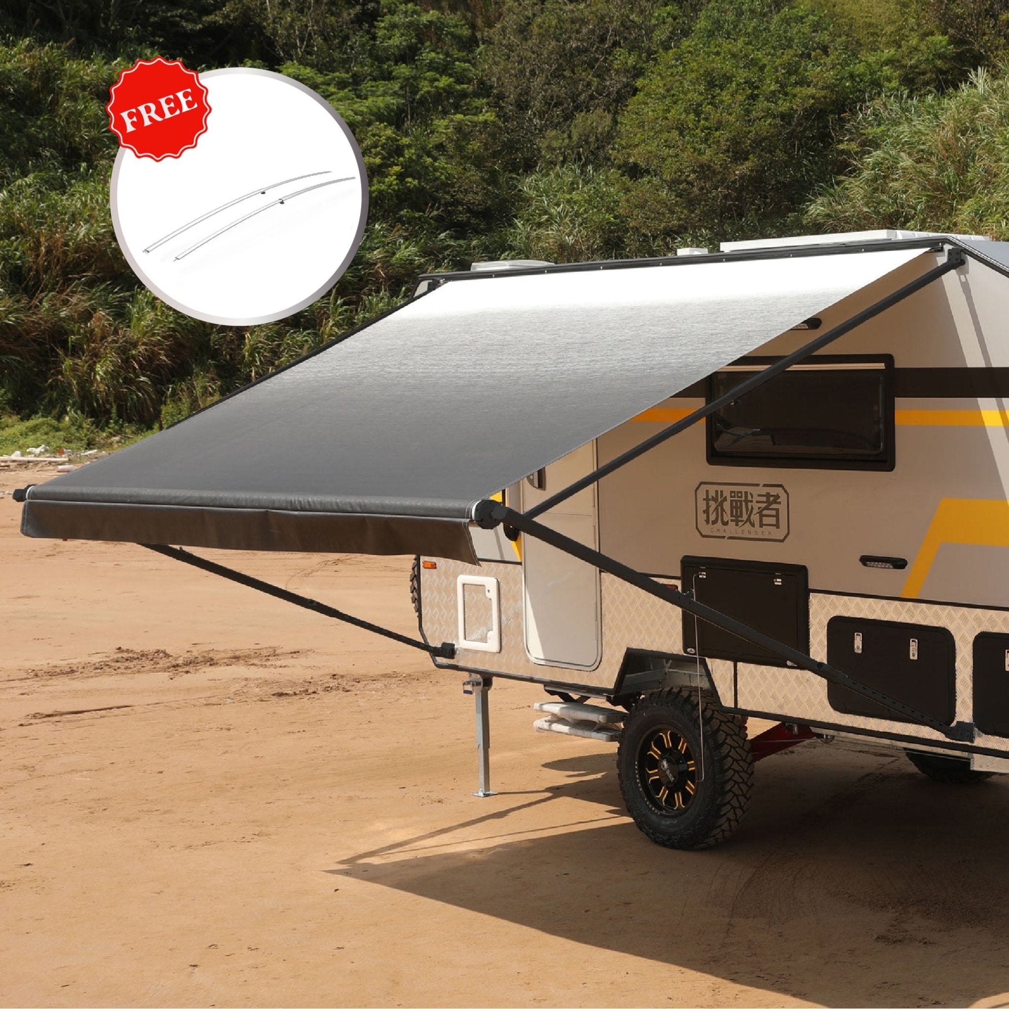 AWNLUX RV Patio Manual Awning - Black Frame | AWNLUX