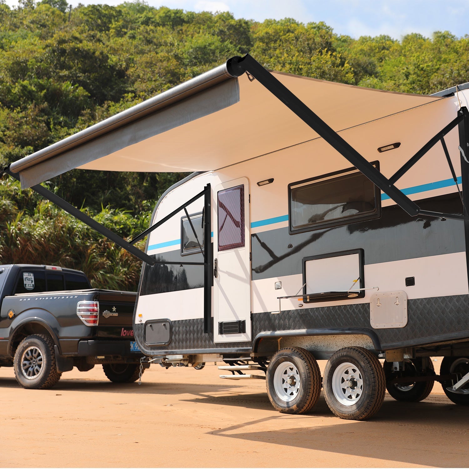 AWNLUX Electric RV Awning - RV Power Awning-14 Size & 8 Color Options