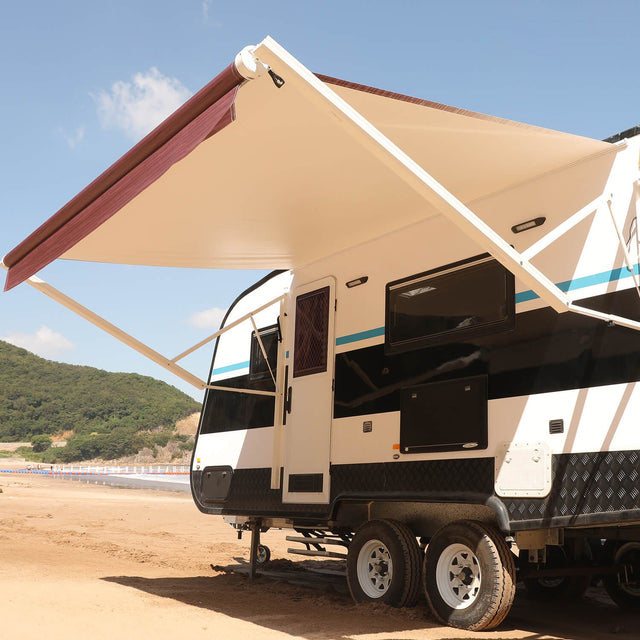 AWNLUX Electric RV Patio Awning - White Frame