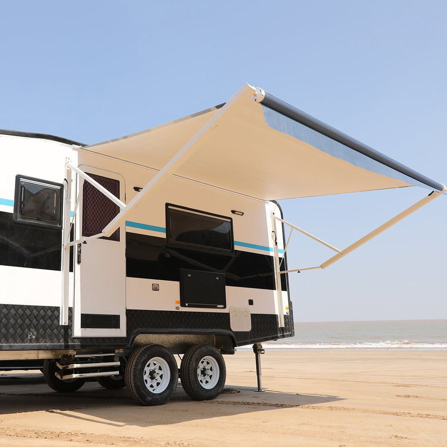 AWNLUX Electric RV Patio Awning - White Frame