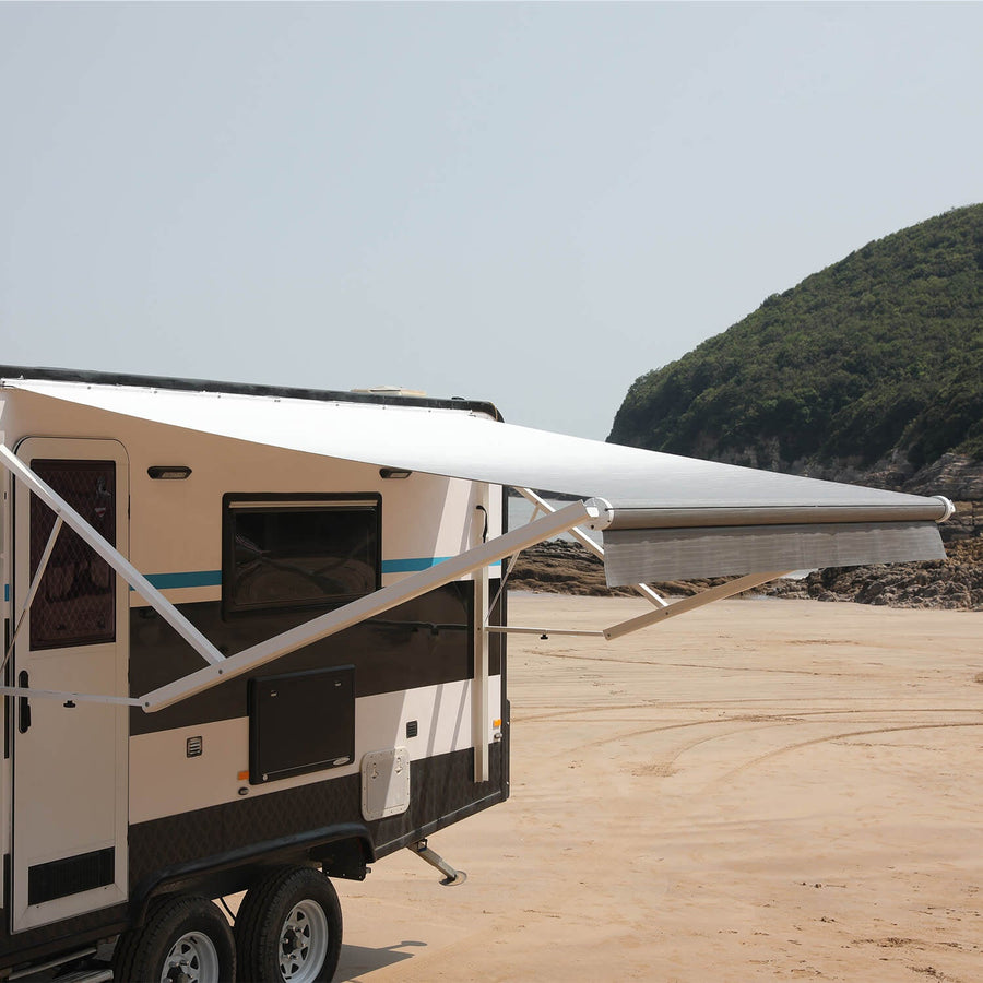 AWNLUX Electric RV Patio Awning - White Frame
